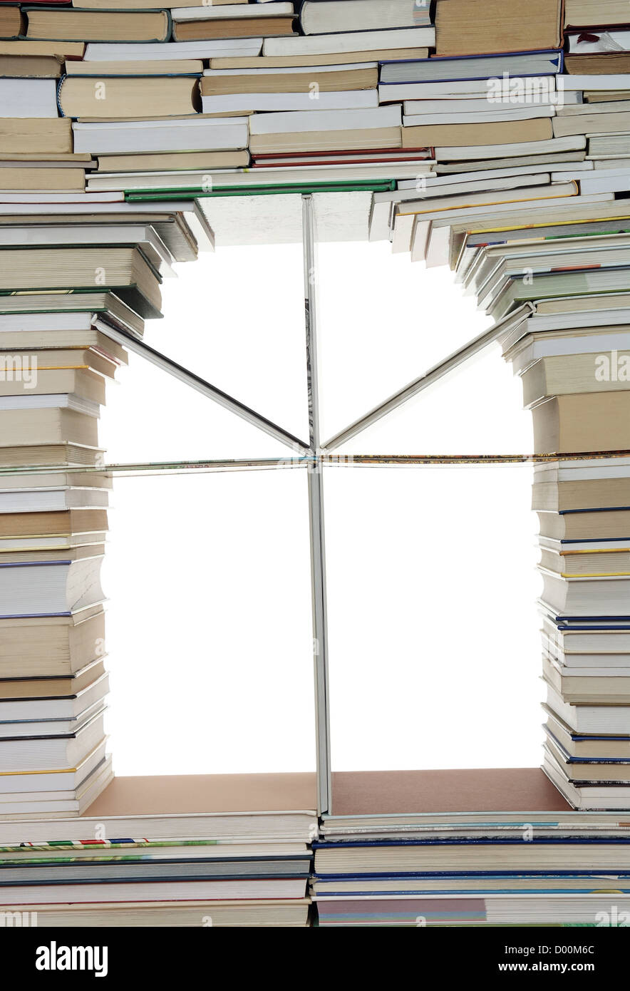 window from made books on white background Stock Photo - Alamy