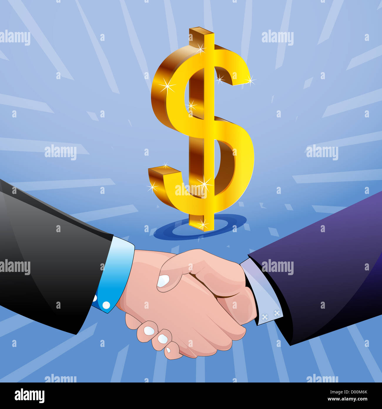illustration of handshake with dollar sign Stock Photo - Alamy