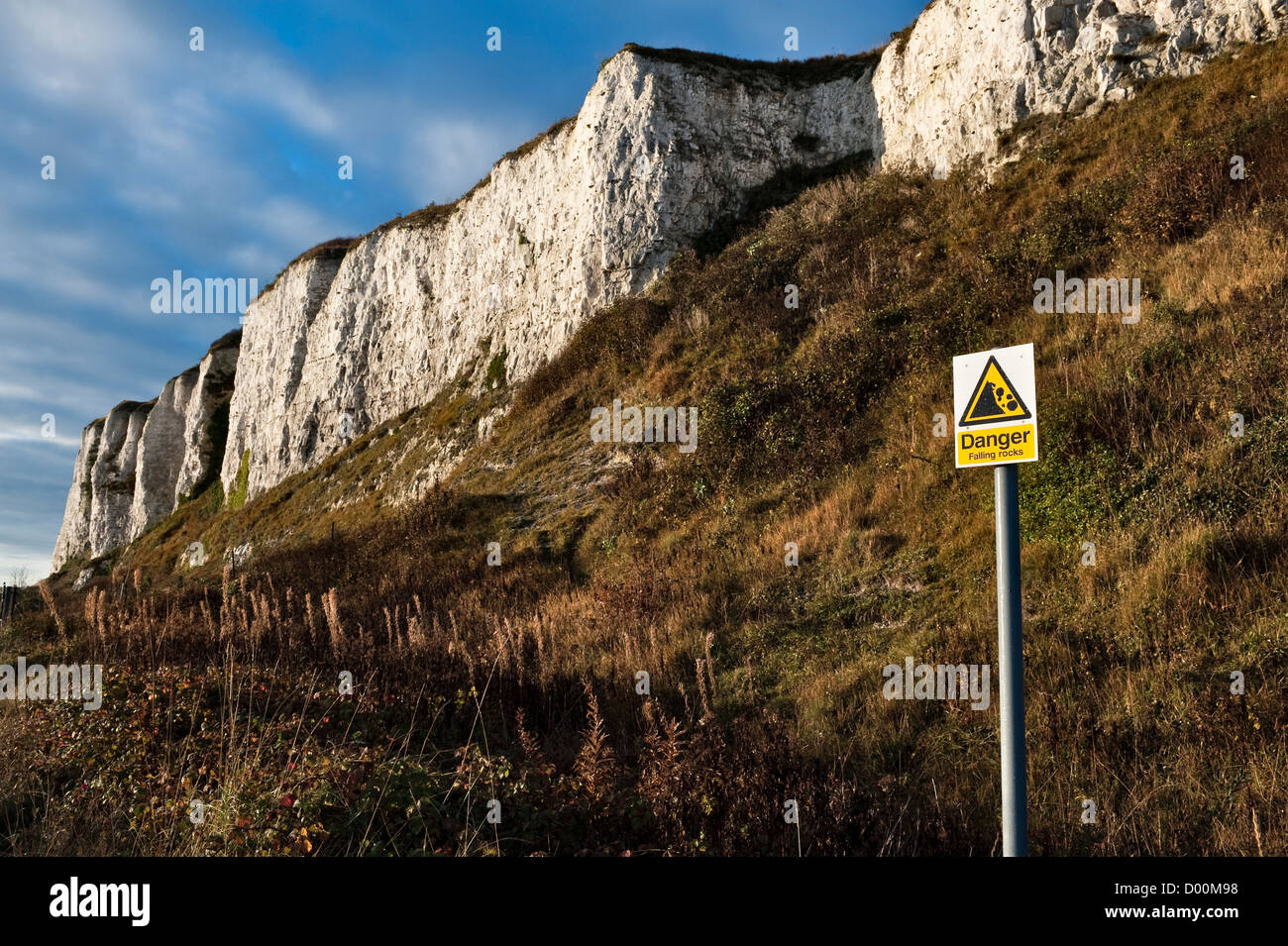 The famous chalk White Cliffs of Dover on the south coast of Kent, UK ...
