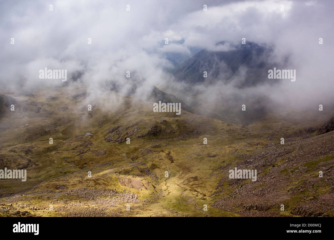 Greta Gill showing through the cloud from just below the summit of ...