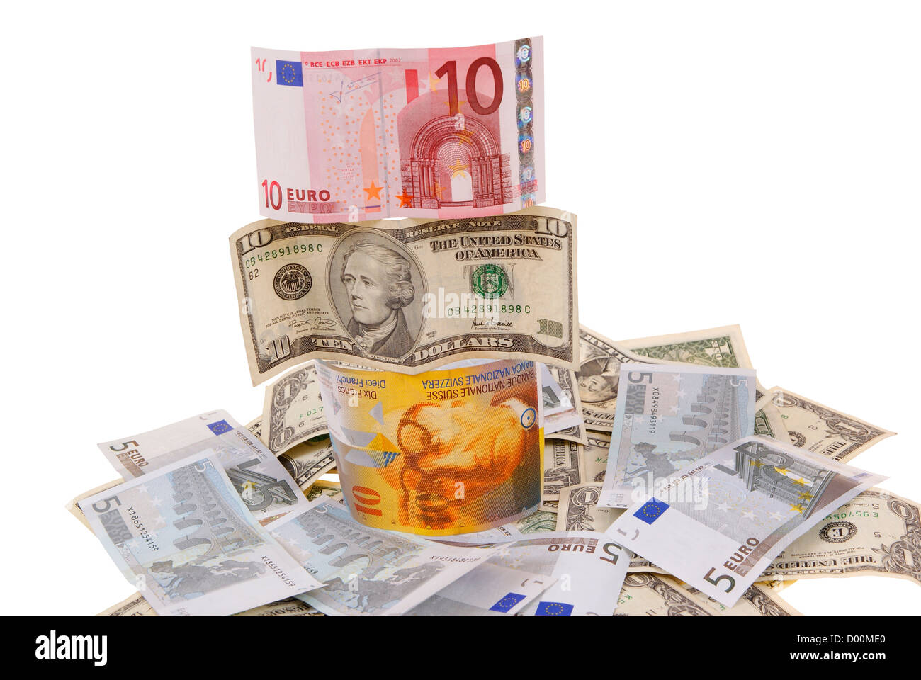 pyramid made of notes isolated on white background Stock Photo - Alamy