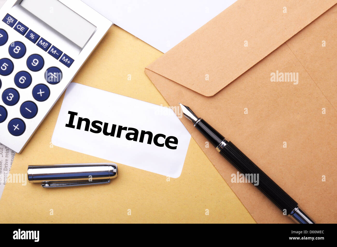 insurance concept with envelope showing risk concept Stock Photo - Alamy