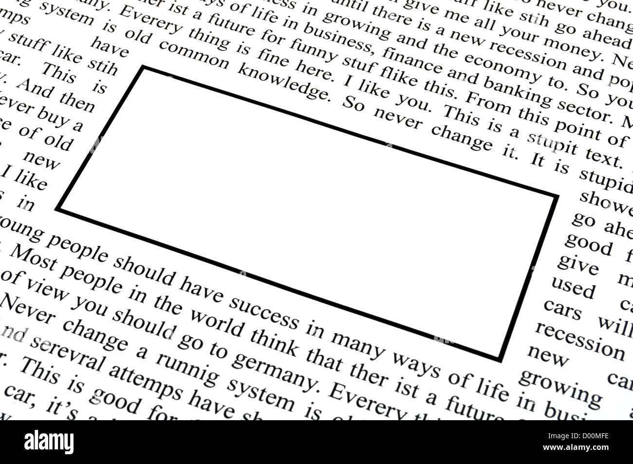 newspaper and copyspace for text message showing Stock Photo - Alamy
