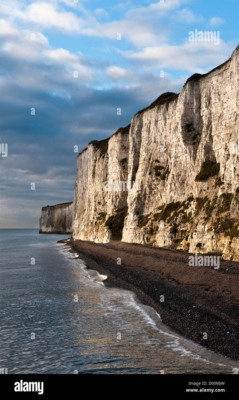 The famous White Cliffs, between Deal and Dover, Kent, UK, seen at ...