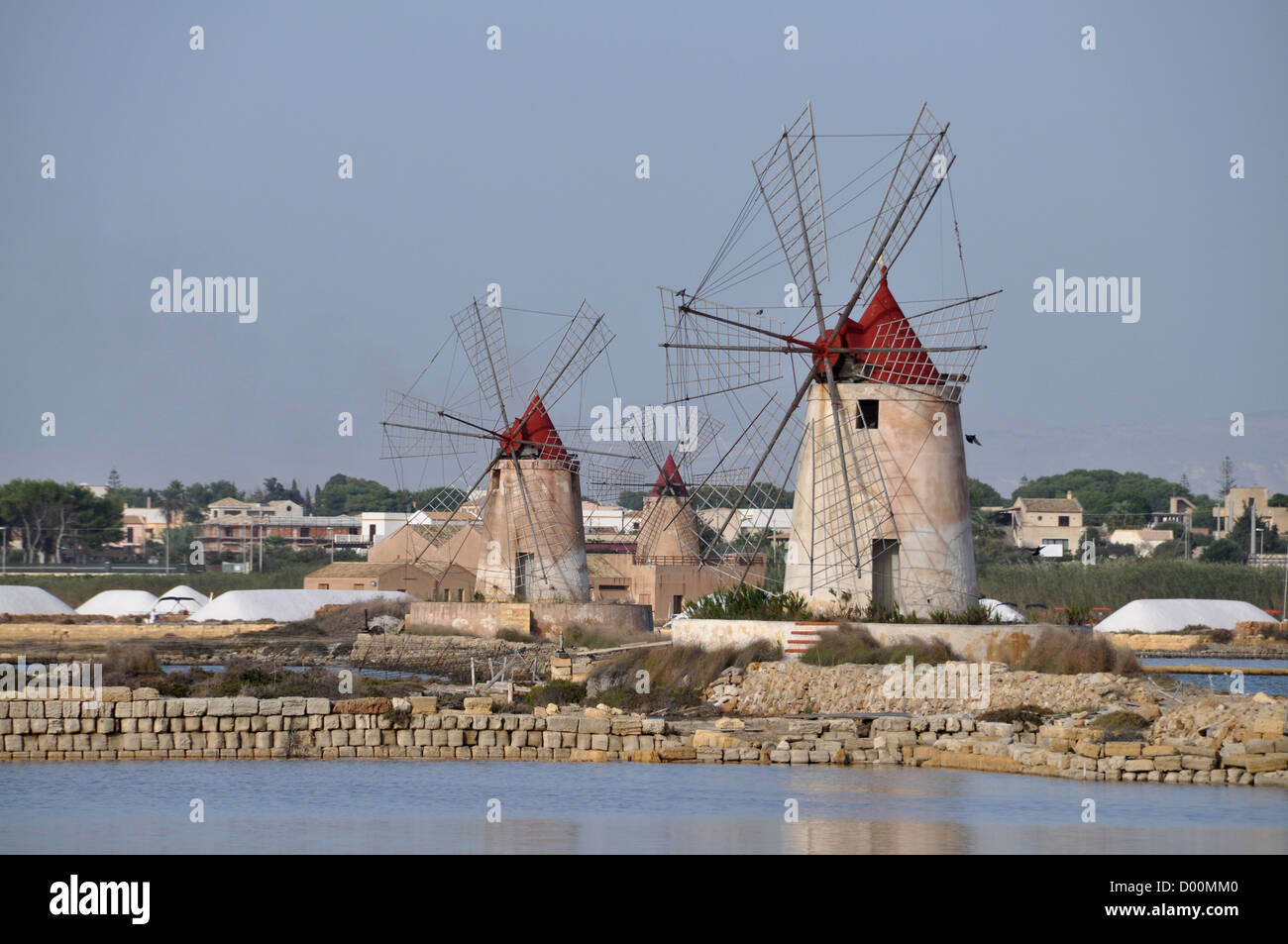 Salt pans and windmills,Trapani, Marsala, Sicily, Italy Stock Photo - Alamy