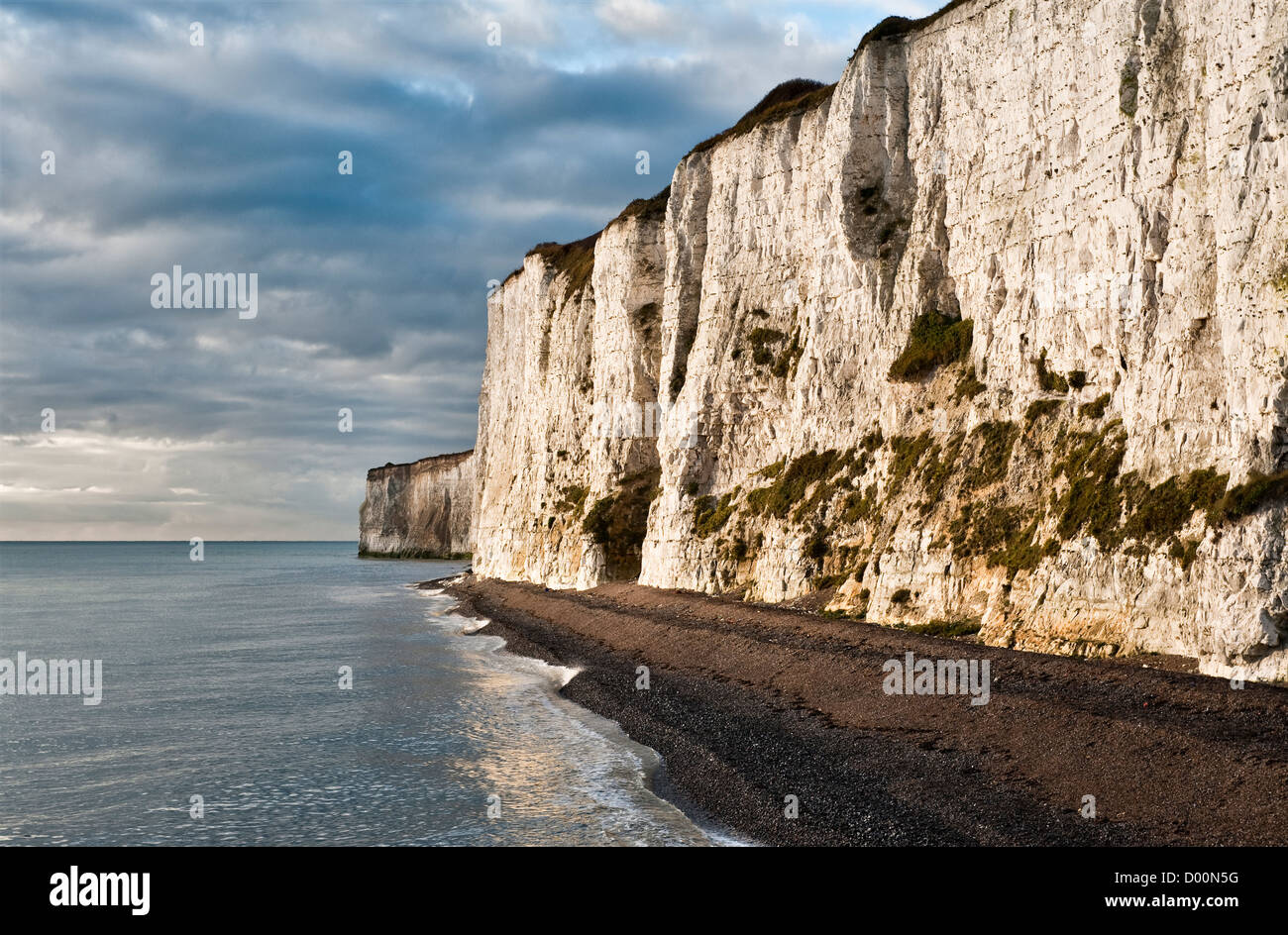 The famous White Cliffs, between Deal and Dover, Kent, UK, seen at ...