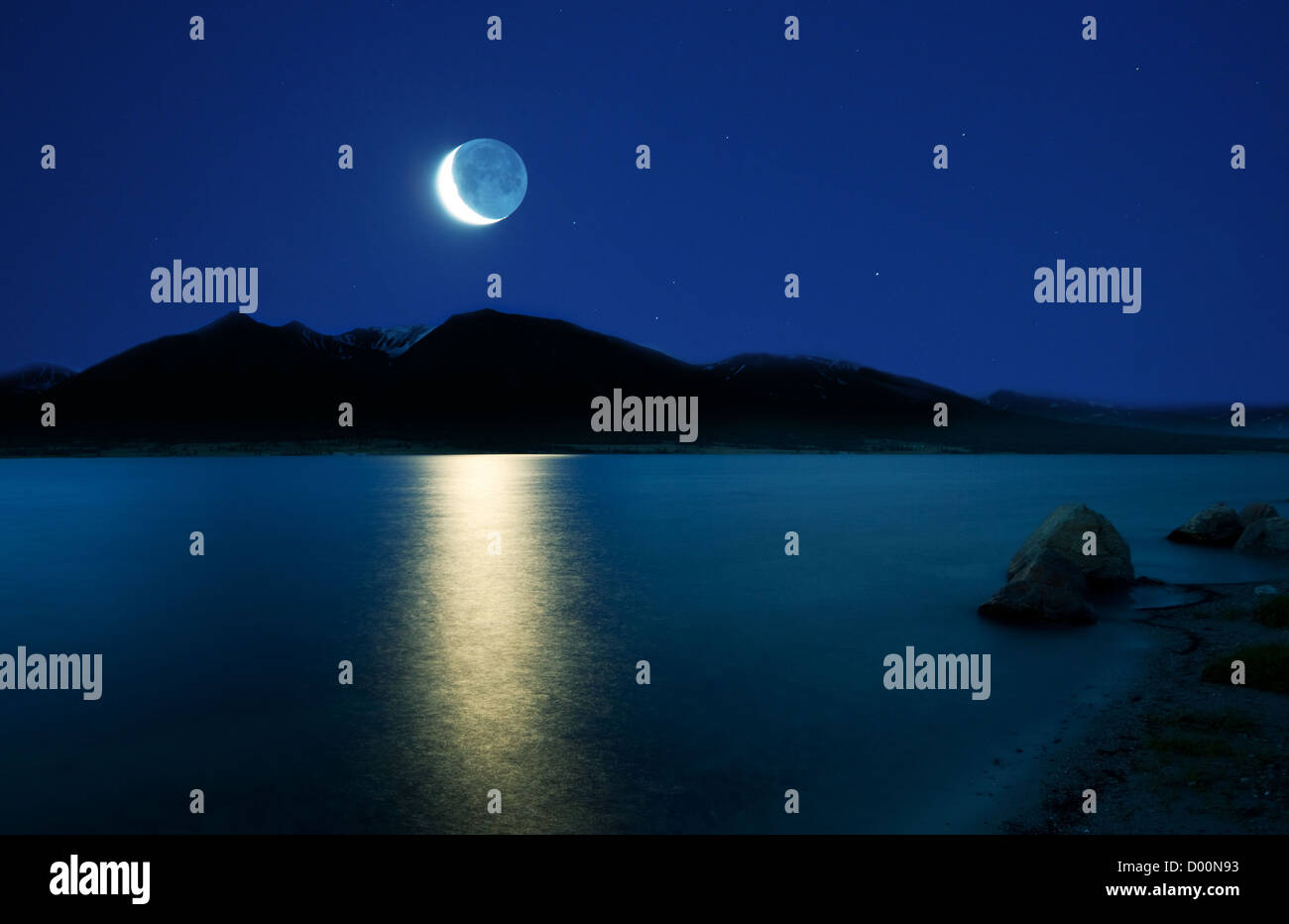 Moonlight, moonlit, sea Stock Photo - Alamy