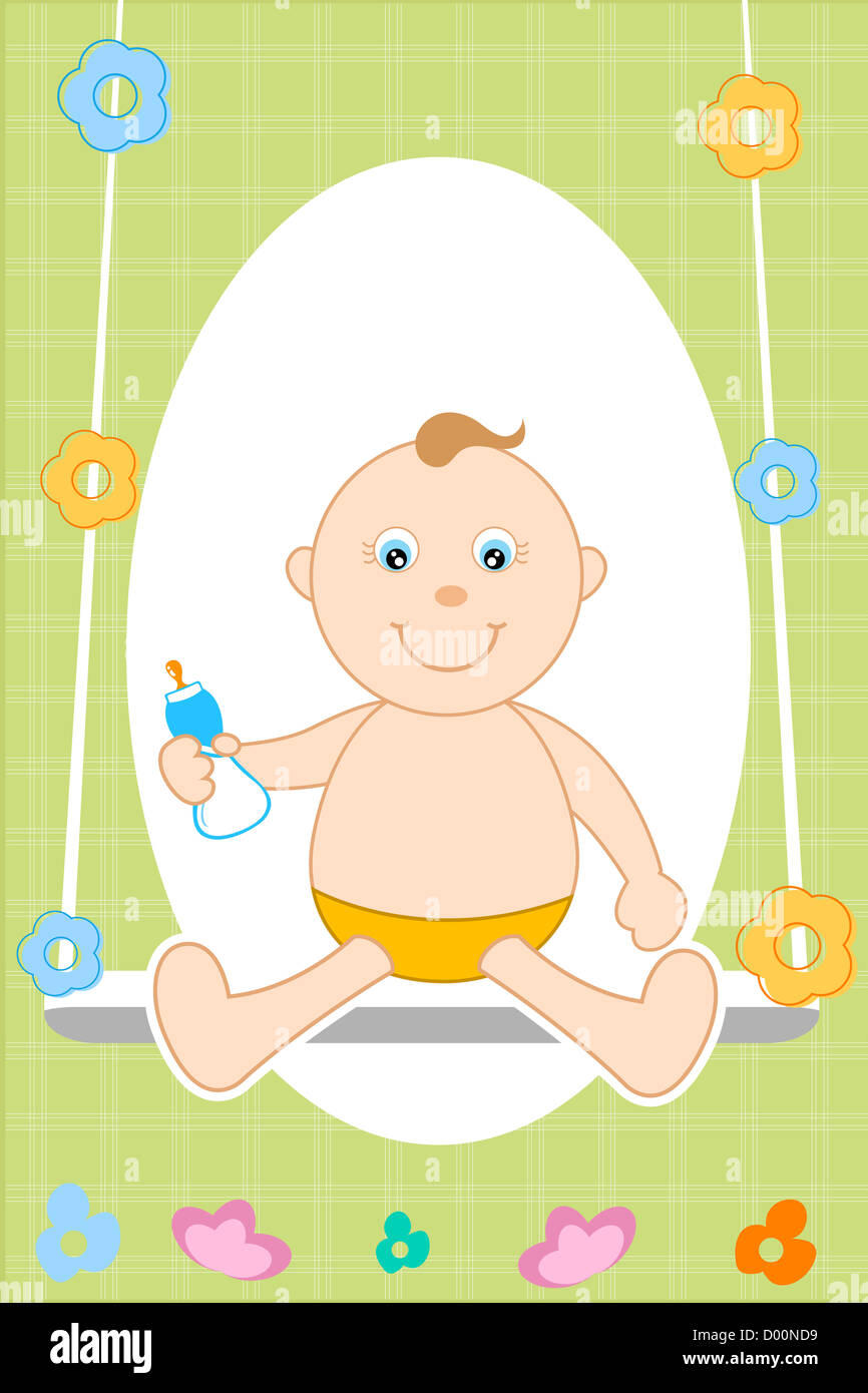 illustration of baby in swing Stock Photo - Alamy