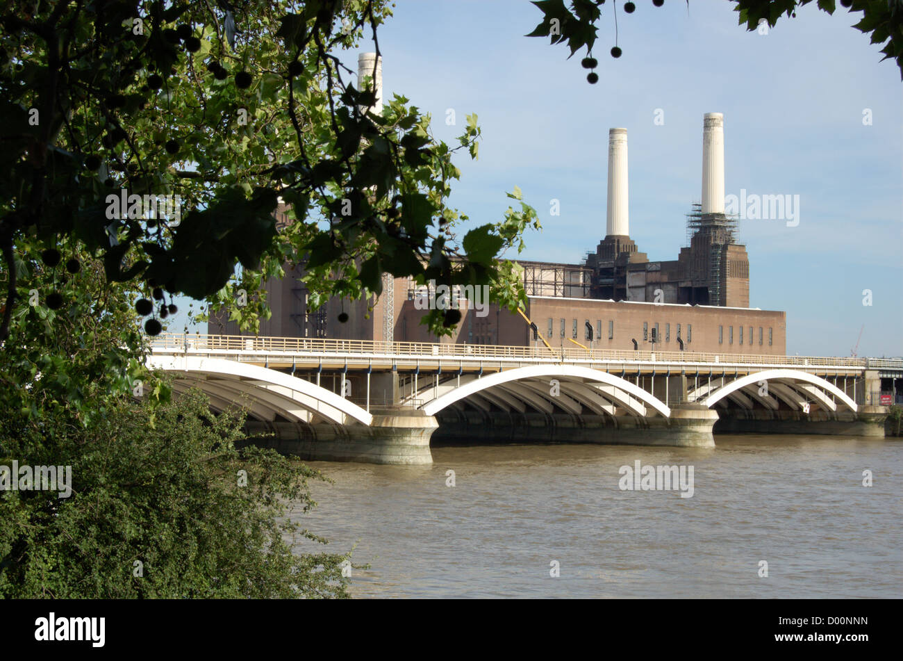 Battersea Power Station and Victoria Rail Bridge in London, England ...