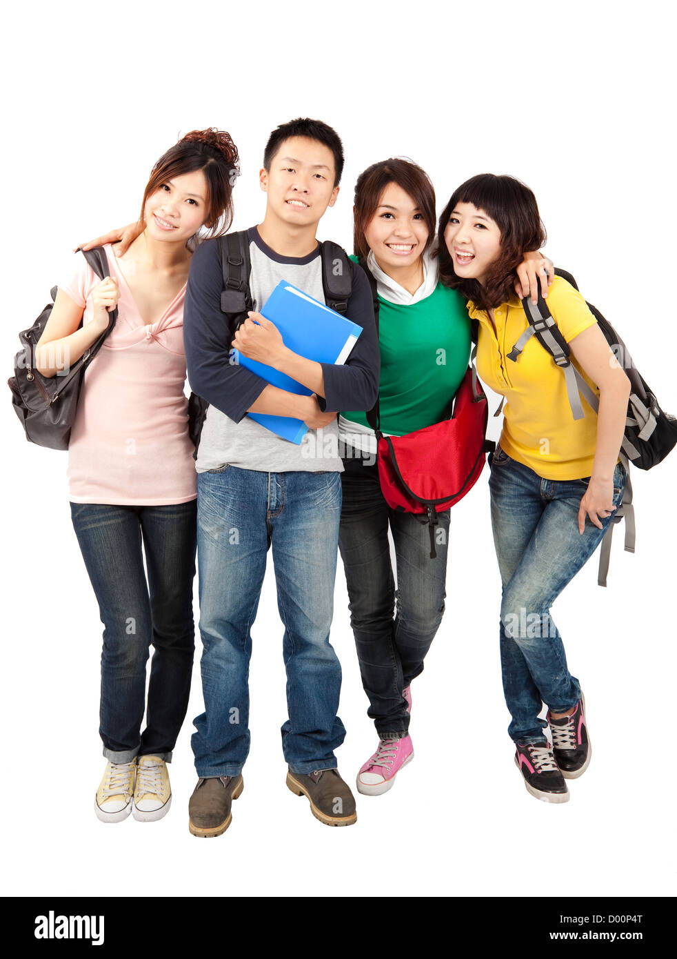 happy asian students isolated on white background Stock Photo - Alamy