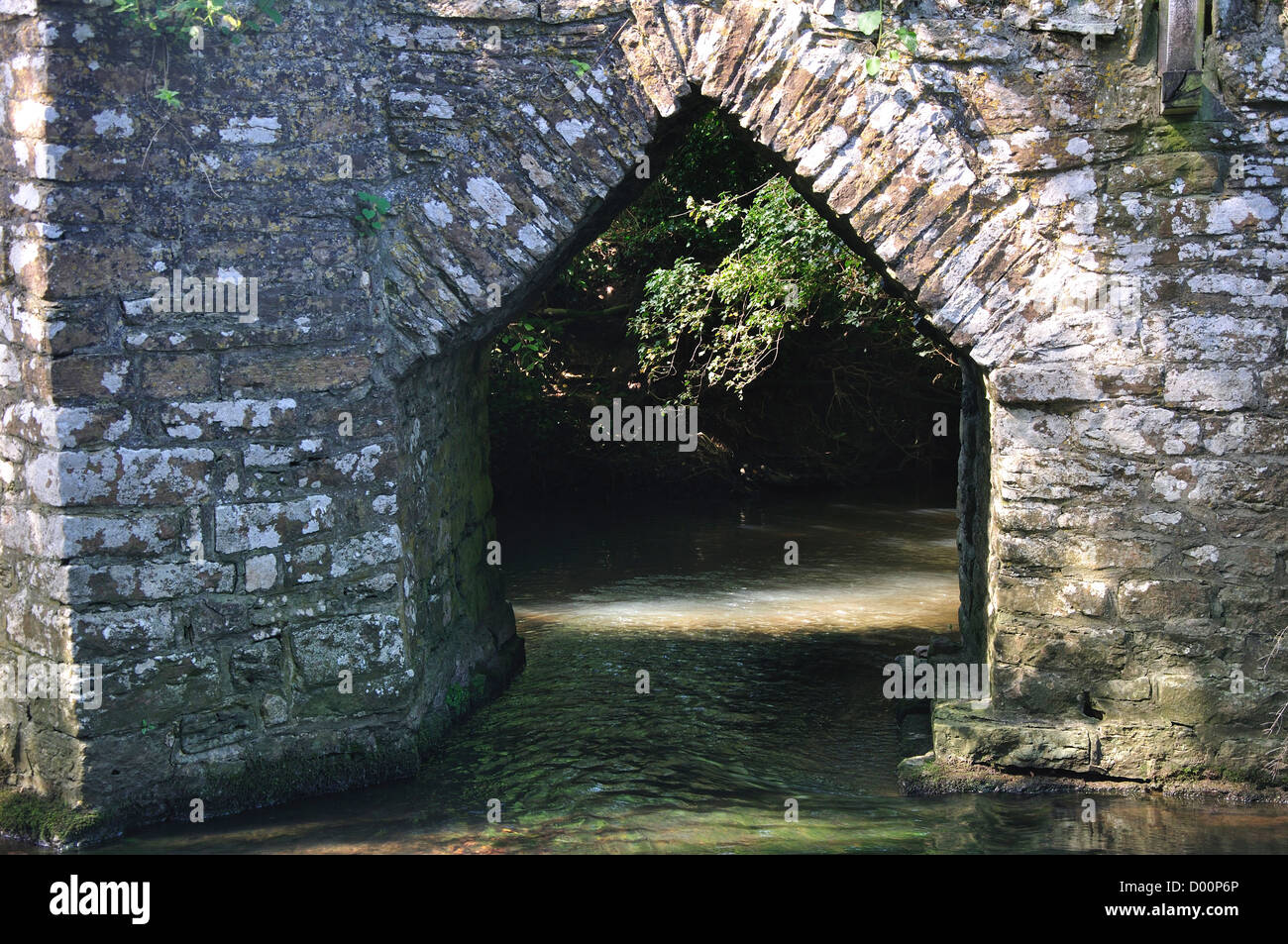 An arch in an historic packhorse bridge Dorset UK Stock Photo - Alamy
