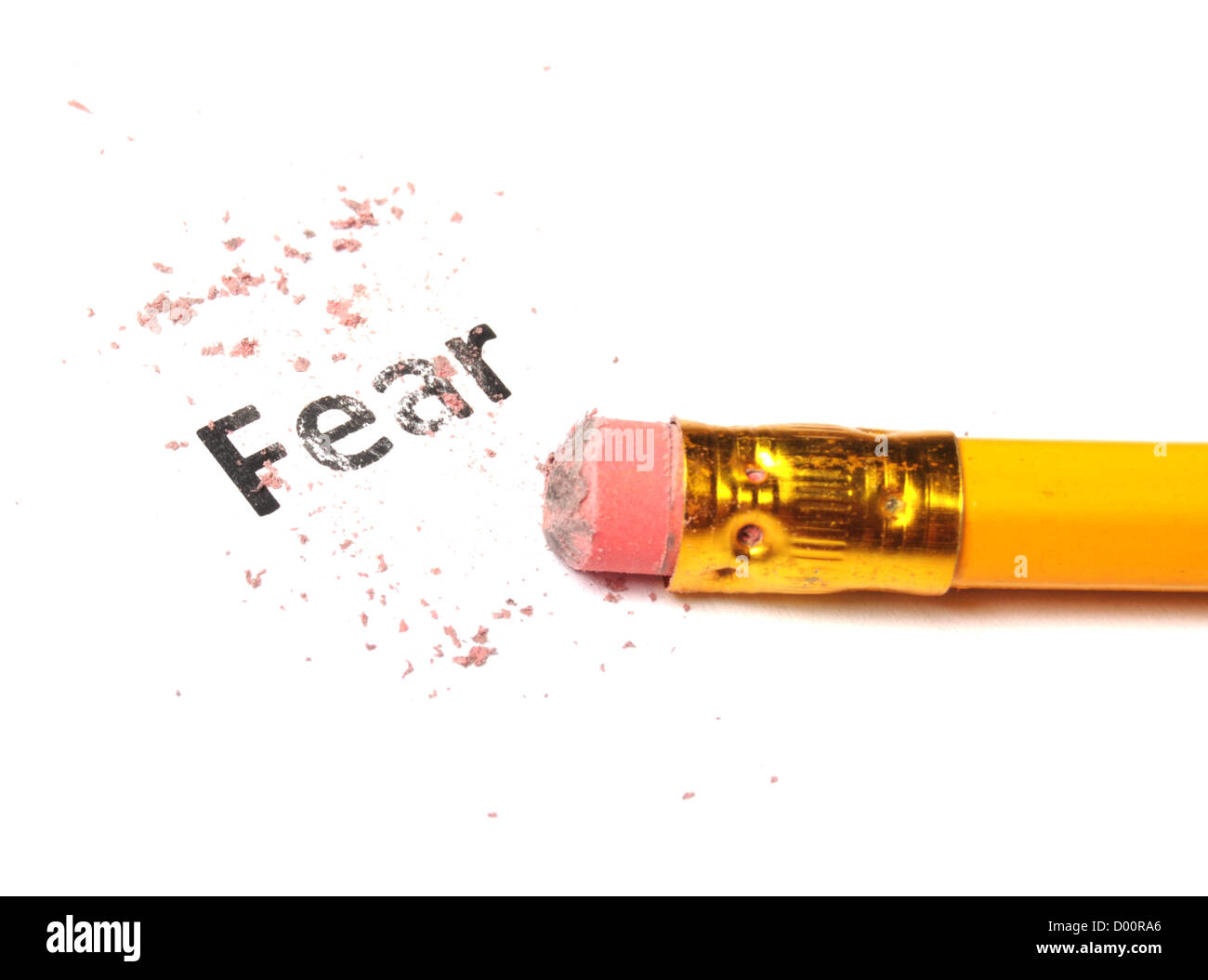 fear concept with word eraser and pencil on white background Stock ...