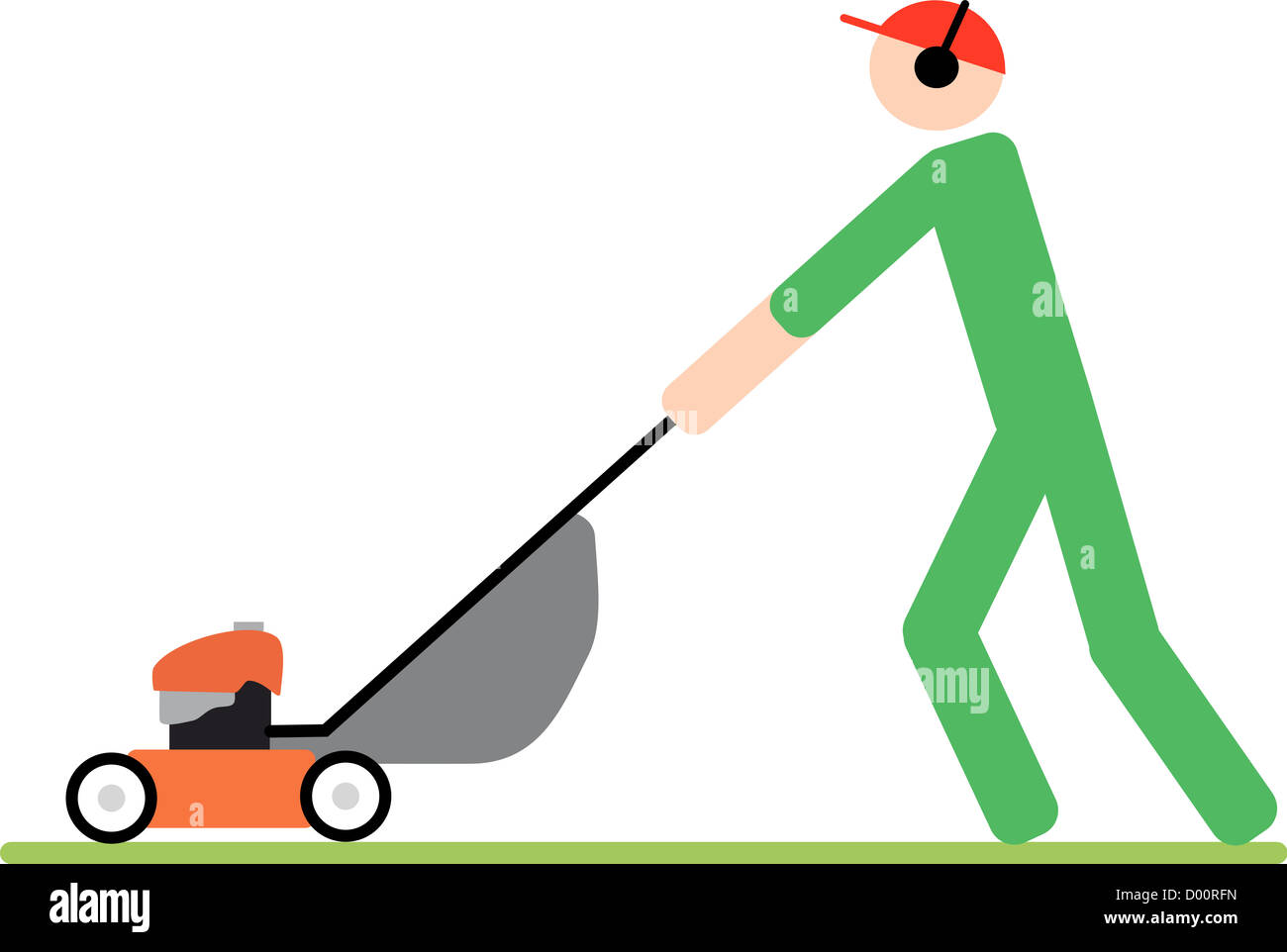 A man pushing a lawnmower Stock Photo - Alamy