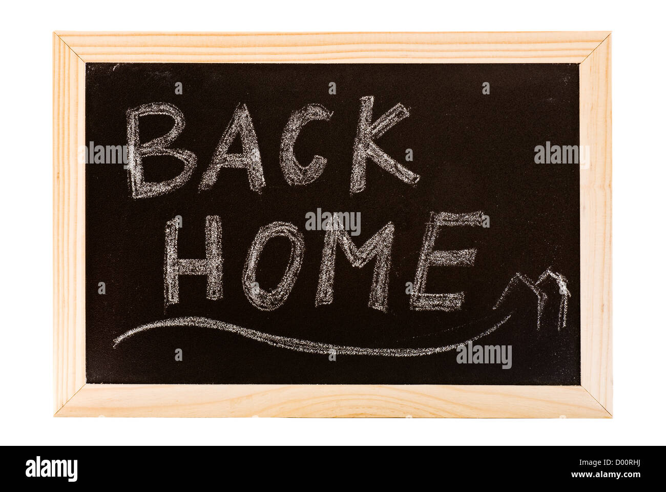 Back home write on the blackboard with two word Stock Photo - Alamy