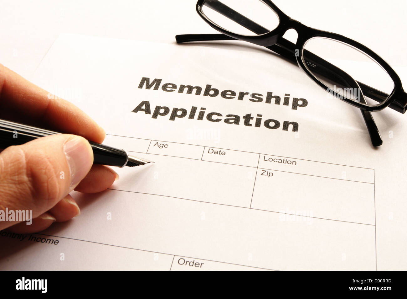 membership application form on desktop in business office Stock Photo ...