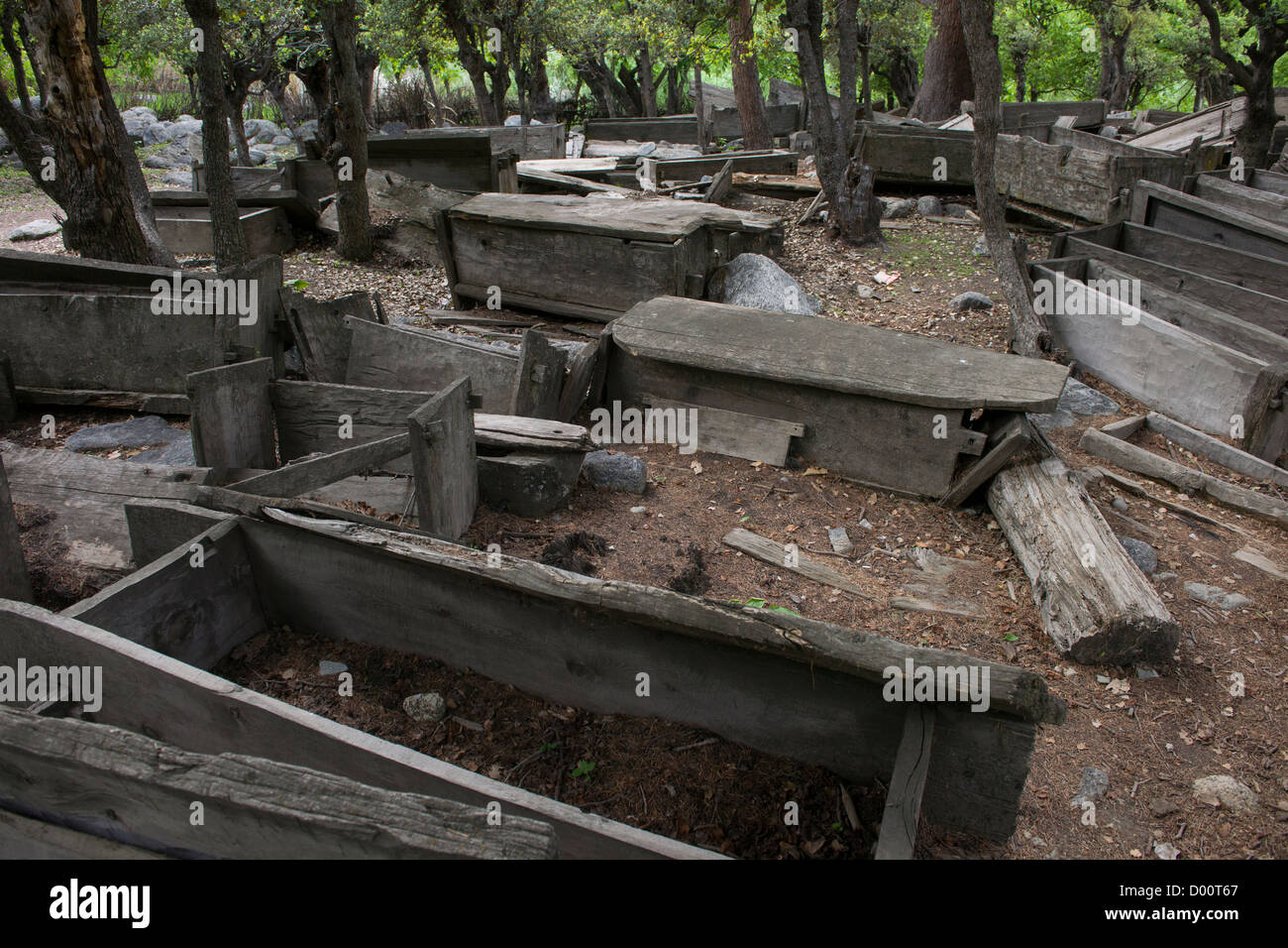 Open graves on the surface of the graveyard, Krakl Village, Bumburet ...