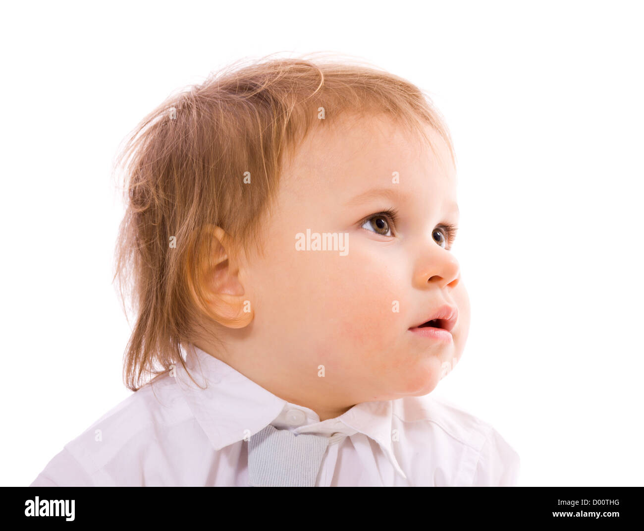 Serious boy wearing white shirt and tie postrait isolated Stock Photo ...