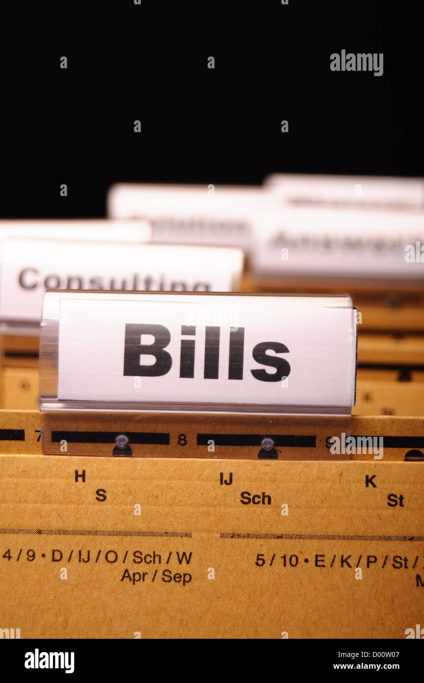 bill or bills word on paper riders showing payment or debts concept ...