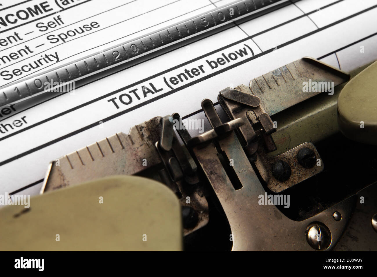 Document on typewriter Stock Photo - Alamy