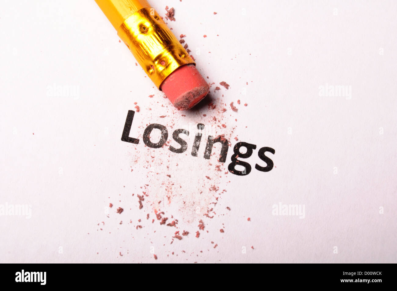 losing lose or luck concept with word and eraser on white background ...