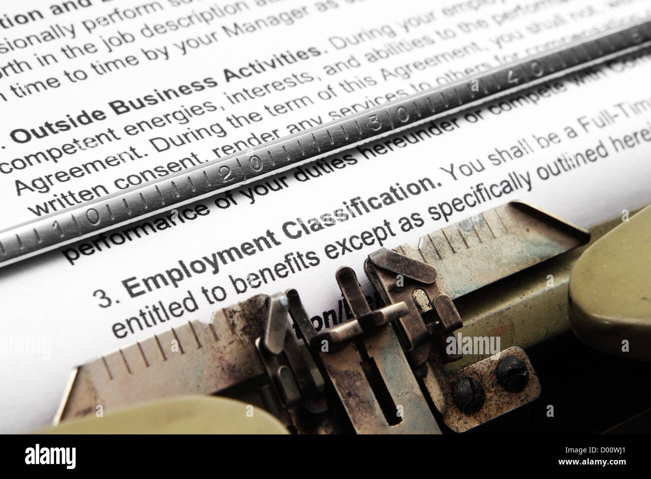 Document on typewriter Stock Photo - Alamy