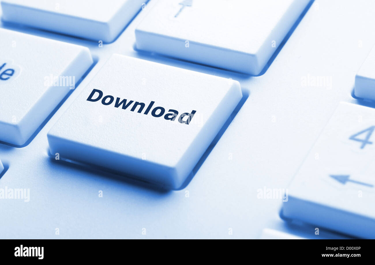 download key on keyboard showing internet concept Stock Photo - Alamy