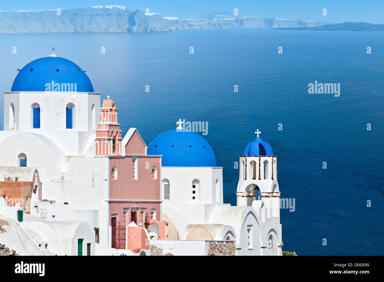 Santorini island at the Aegean sea in Greece. Famous mediterranean ...