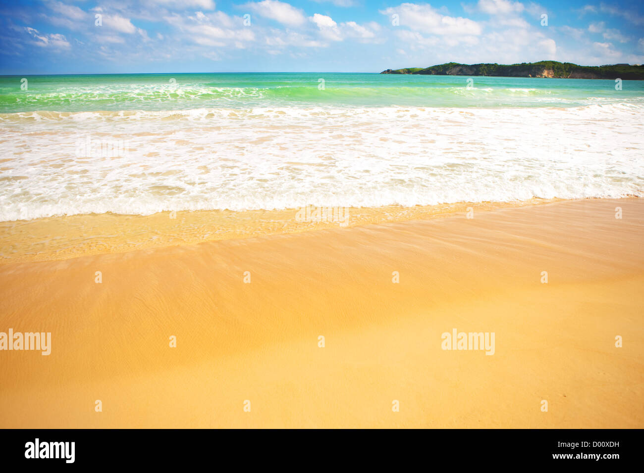 Beautiful colorful sandy Macao beach in Caribbean sea Stock Photo - Alamy