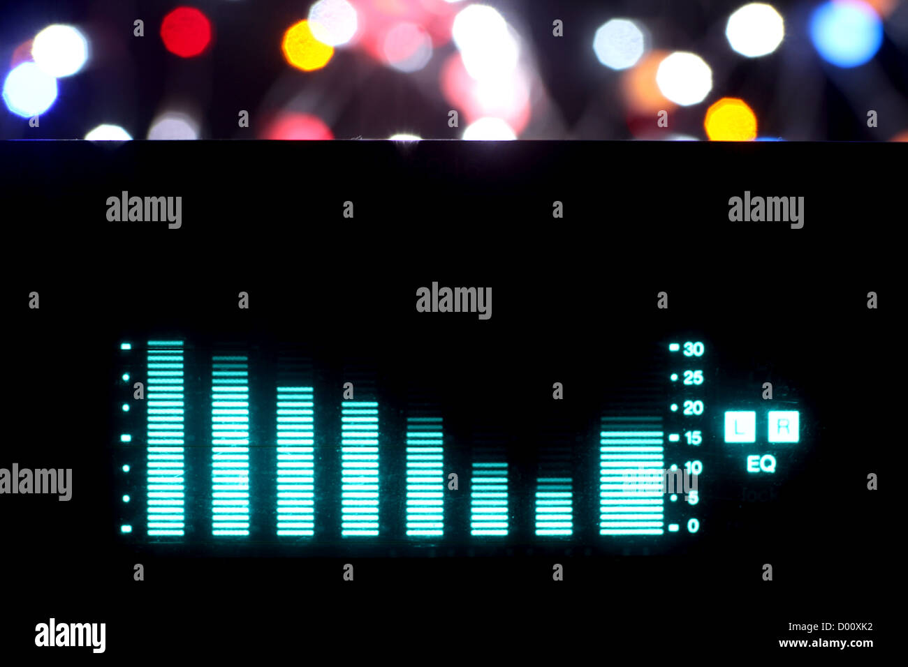 music graphic equalisers and audio analysis clip. shot from the display ...