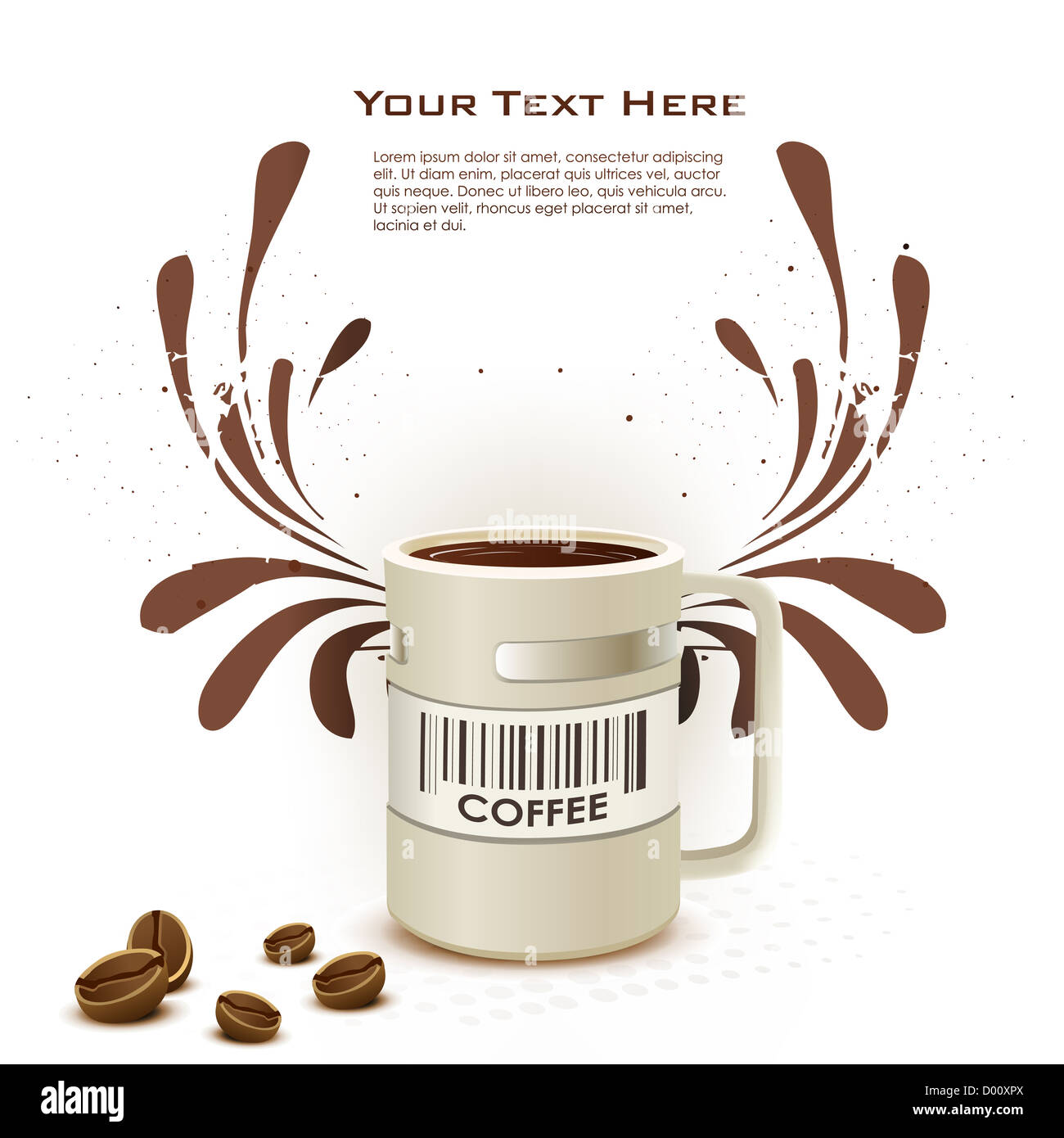 illustration of coffee card with cup on white background Stock Photo ...