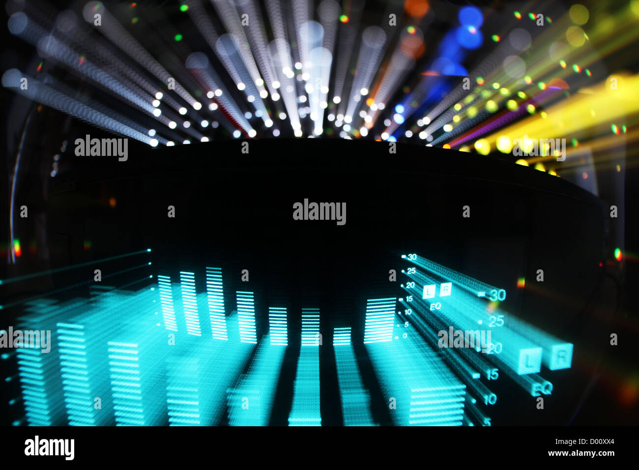 music graphic equalisers and audio analysis clip. shot from the display ...