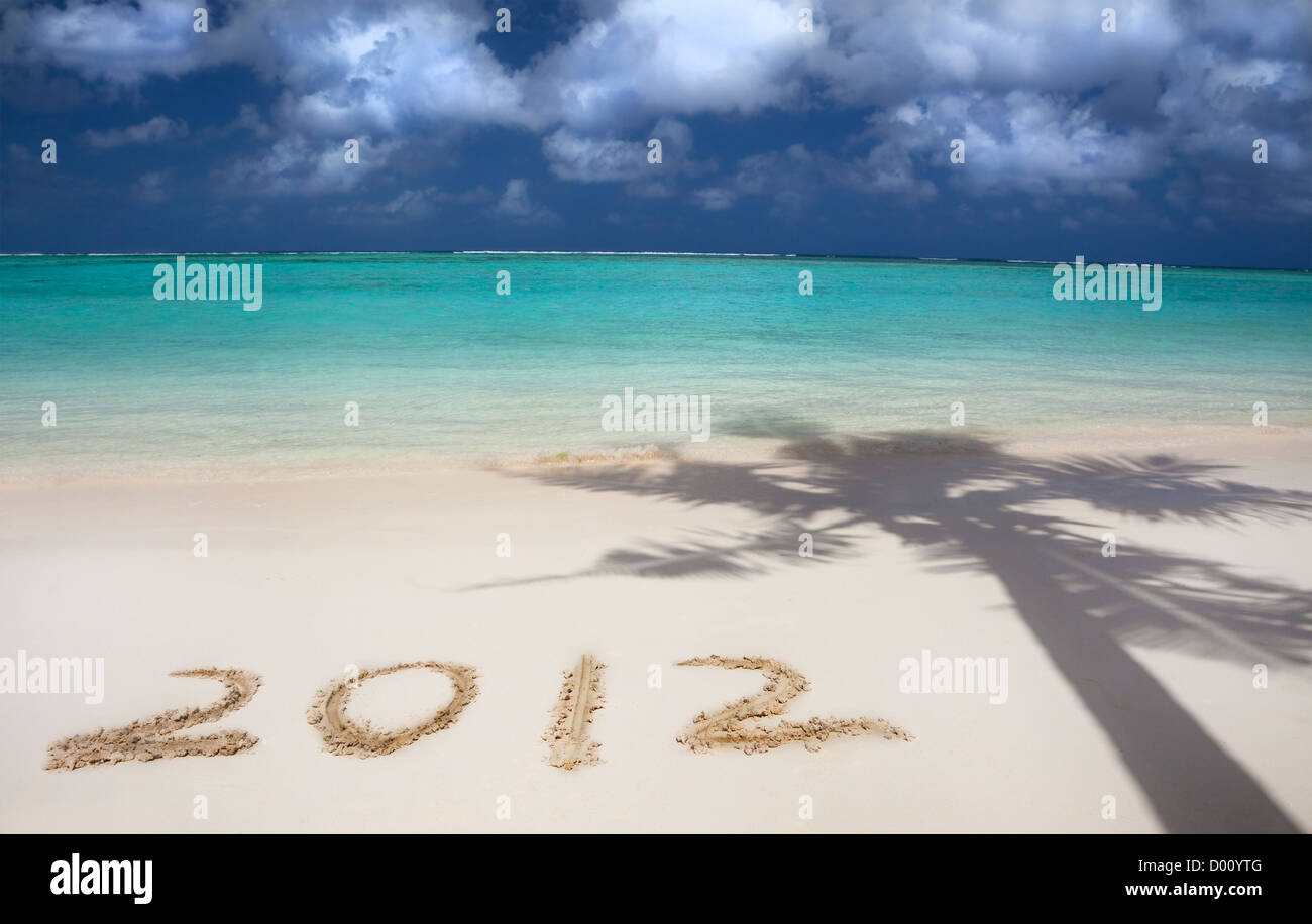 2012 on the beach of tropical island Stock Photo - Alamy