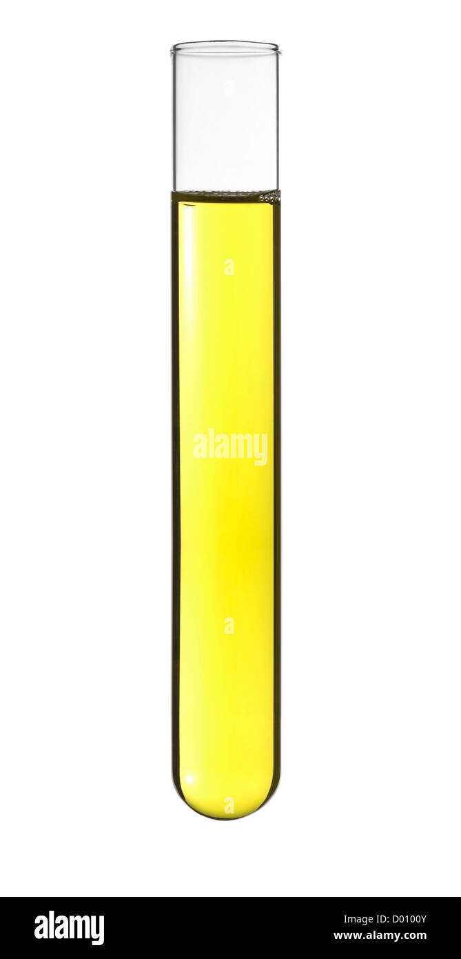 Test tube yellow solution Cut Out Stock Images & Pictures - Alamy