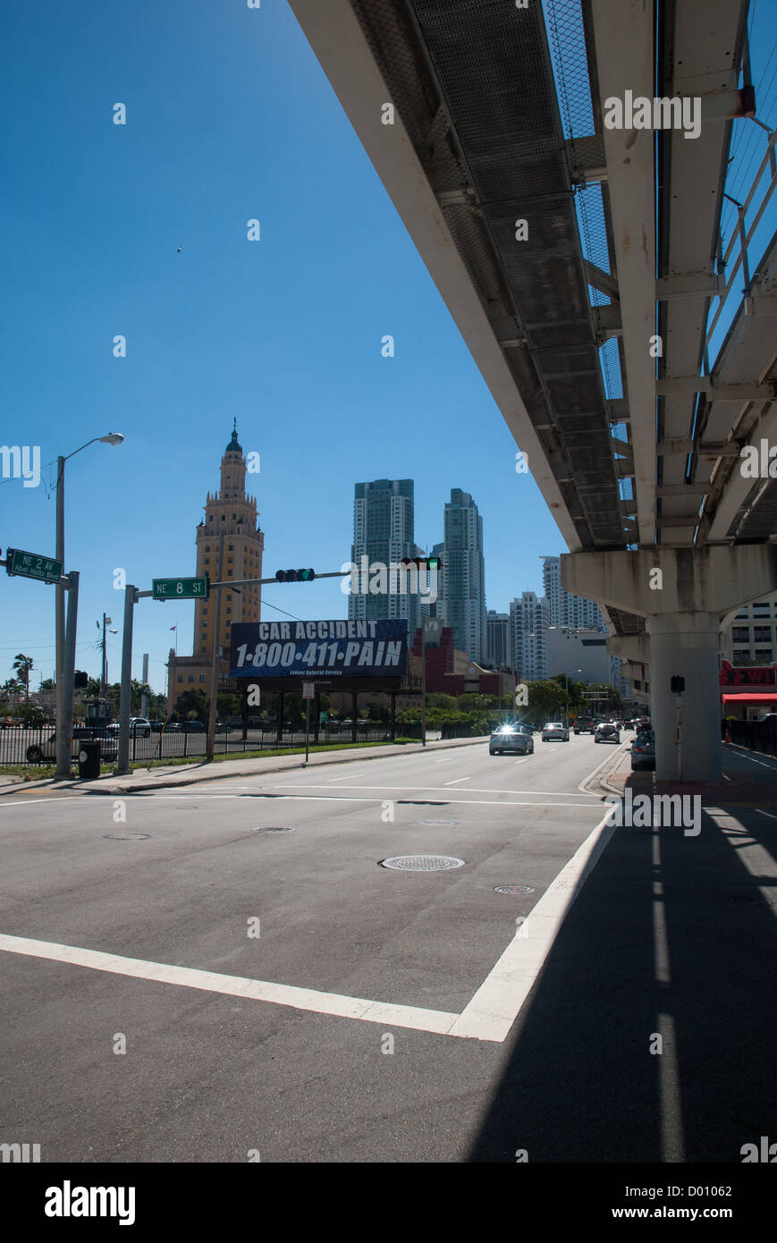 Under the Omni Loop light rail in downtown Miami, Florida, USA Stock ...