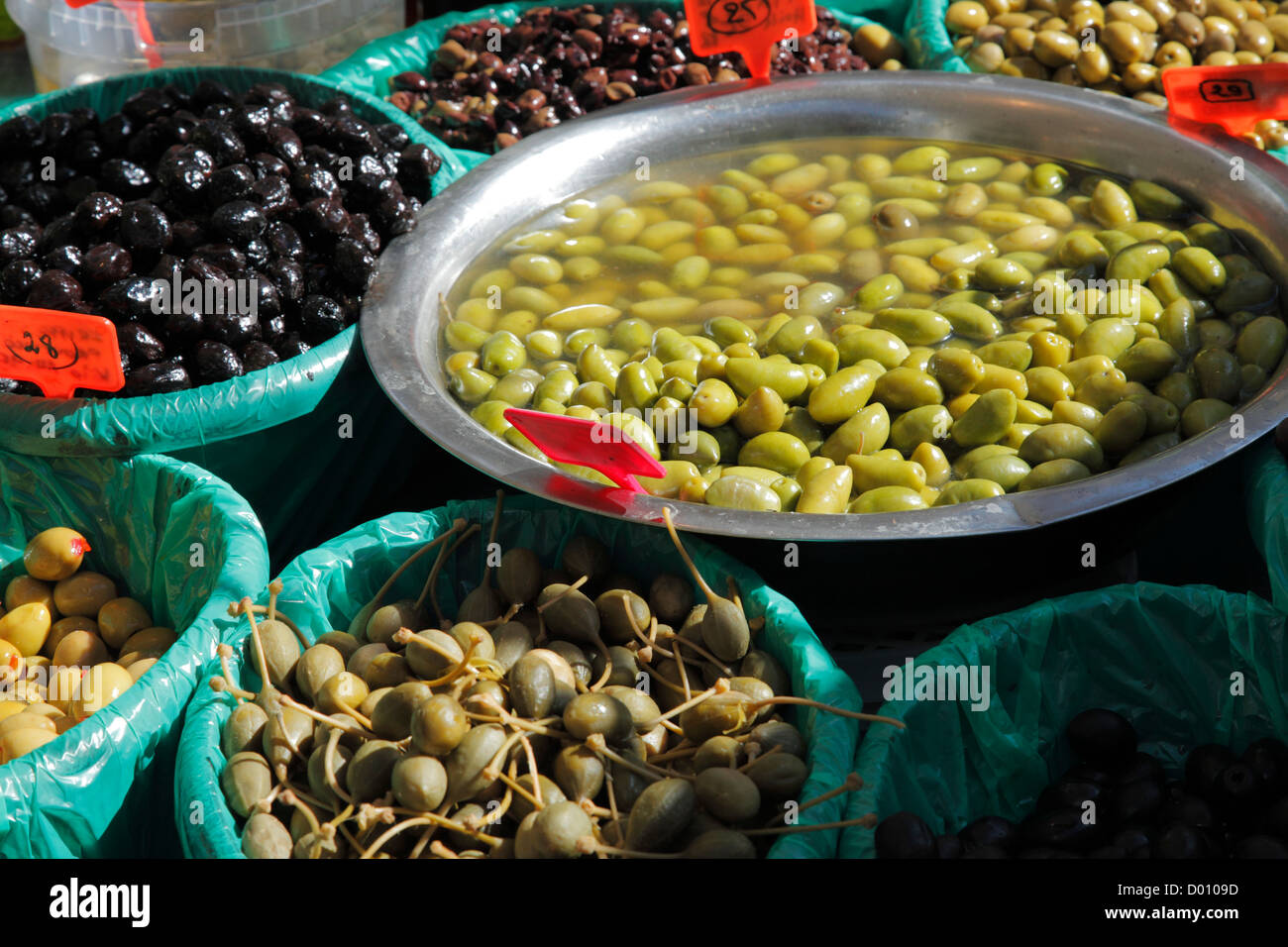 olives for sale on market Stock Photo - Alamy