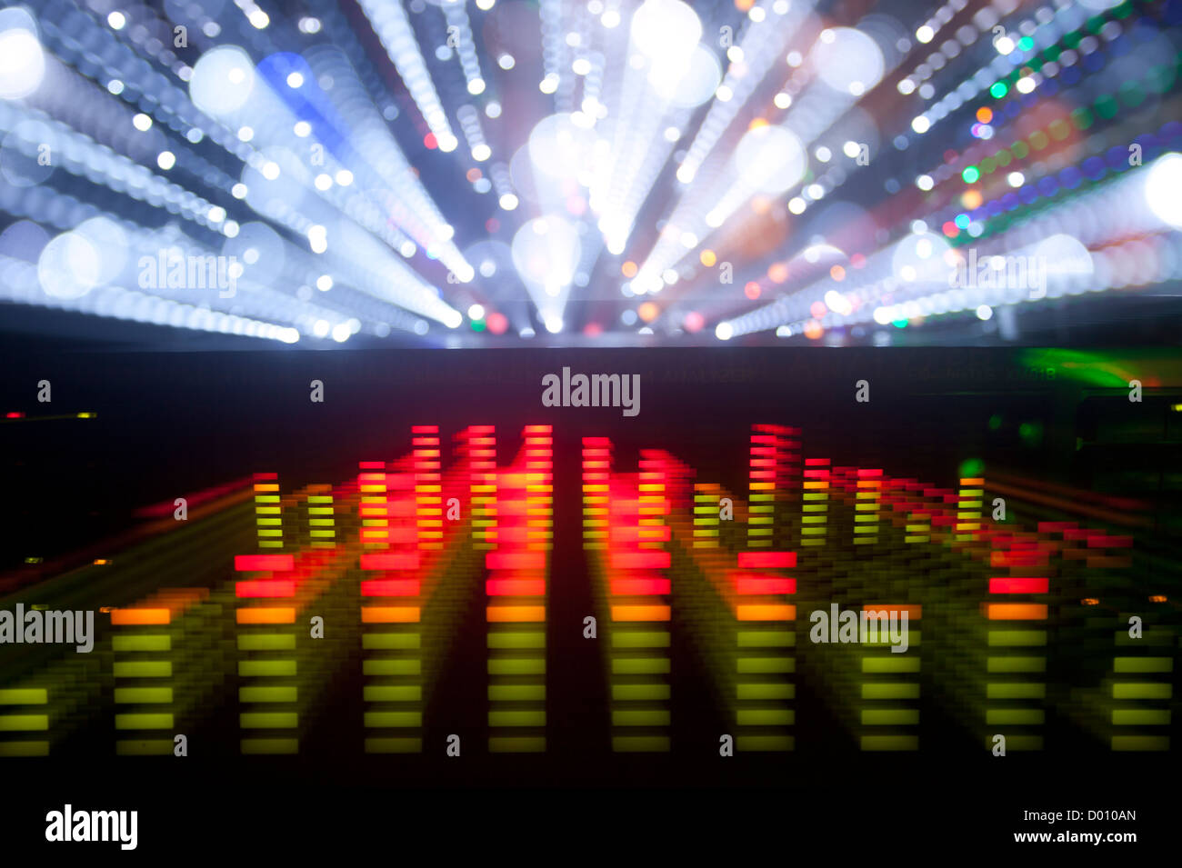 music graphic equalisers and audio analysis clip. shot from the display ...