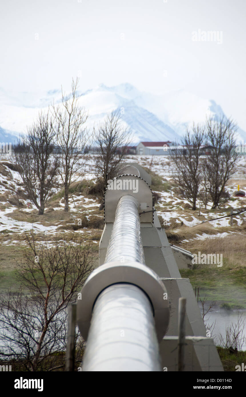 Geothermal pipe in Iceland Stock Photo - Alamy