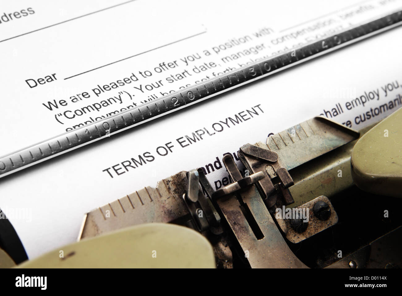 Document on typewriter Stock Photo - Alamy