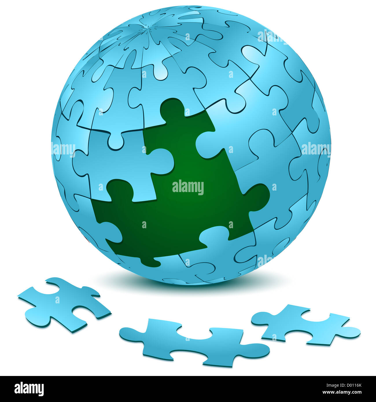 illustration of jigsaw puzzle on earth Stock Photo - Alamy