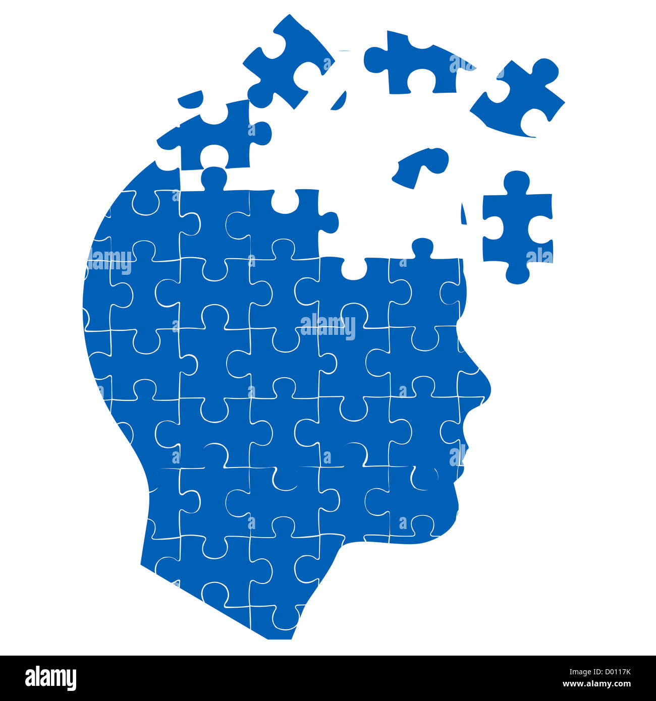 illustration of man's mind with jigsaw puzzle on white background Stock ...