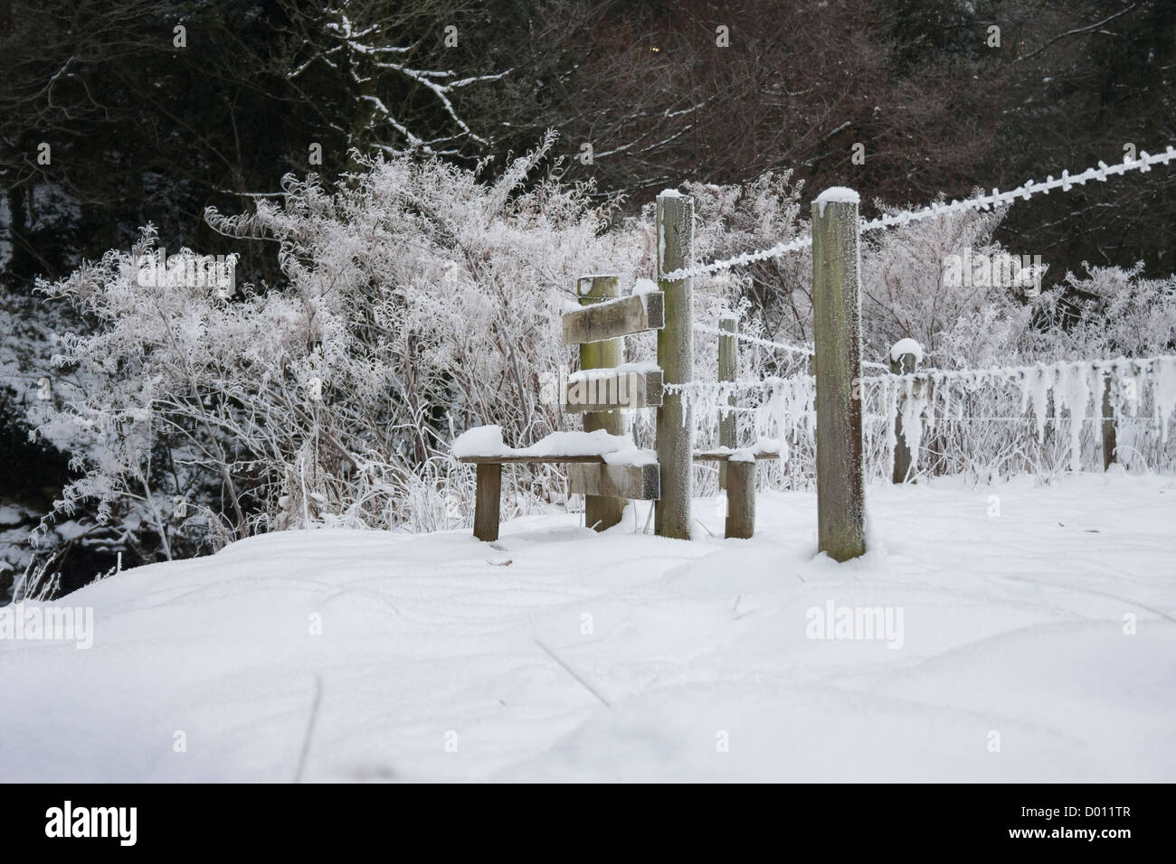 Surreal winter snowy scene fence hi-res stock photography and images ...