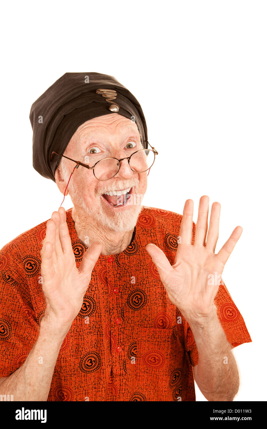 Happy New Age Senior Man in Black Turban Stock Photo - Alamy