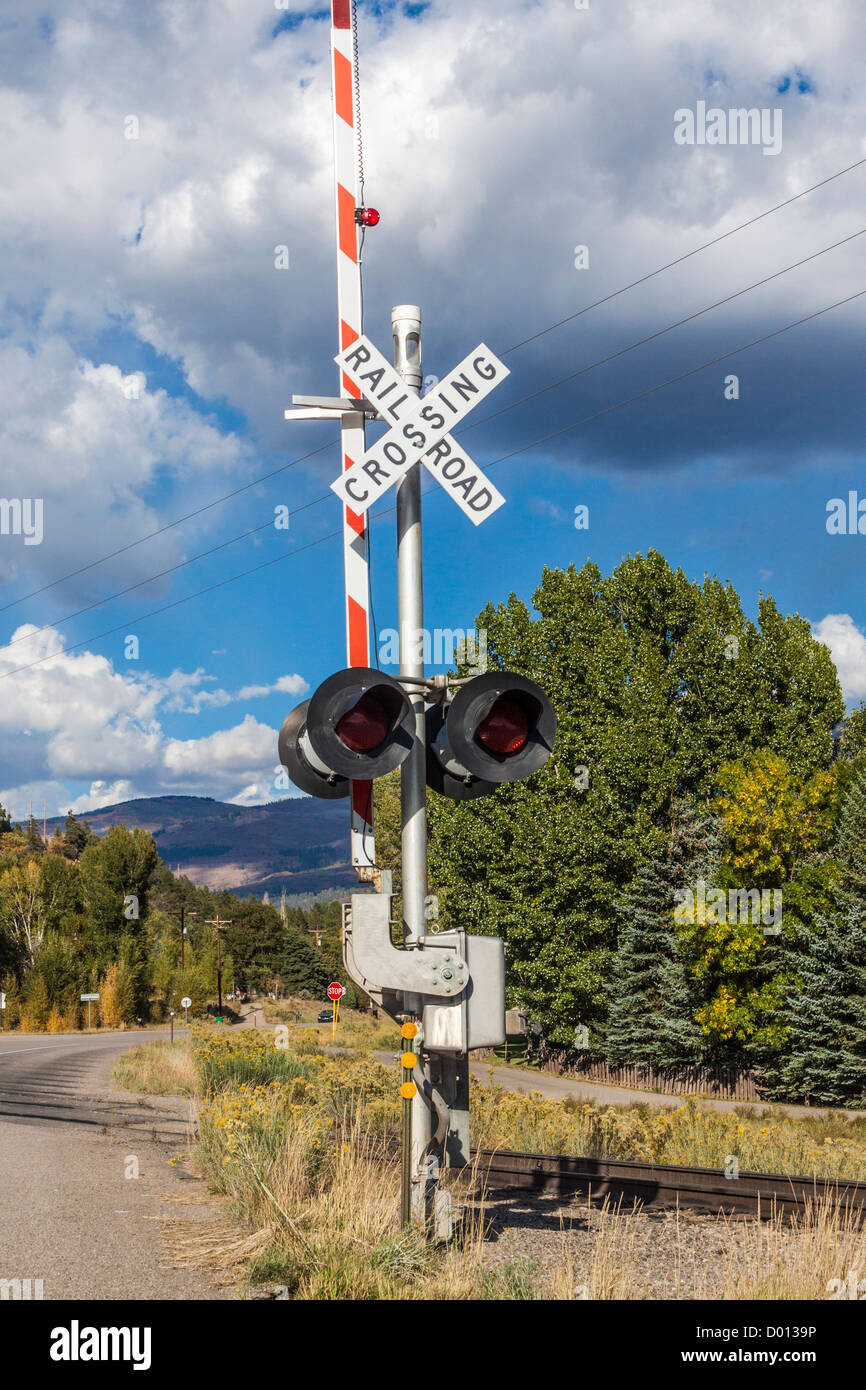 Railroad Crossing Sign on Durango and Silverton Narrow Gauge Railroad ...
