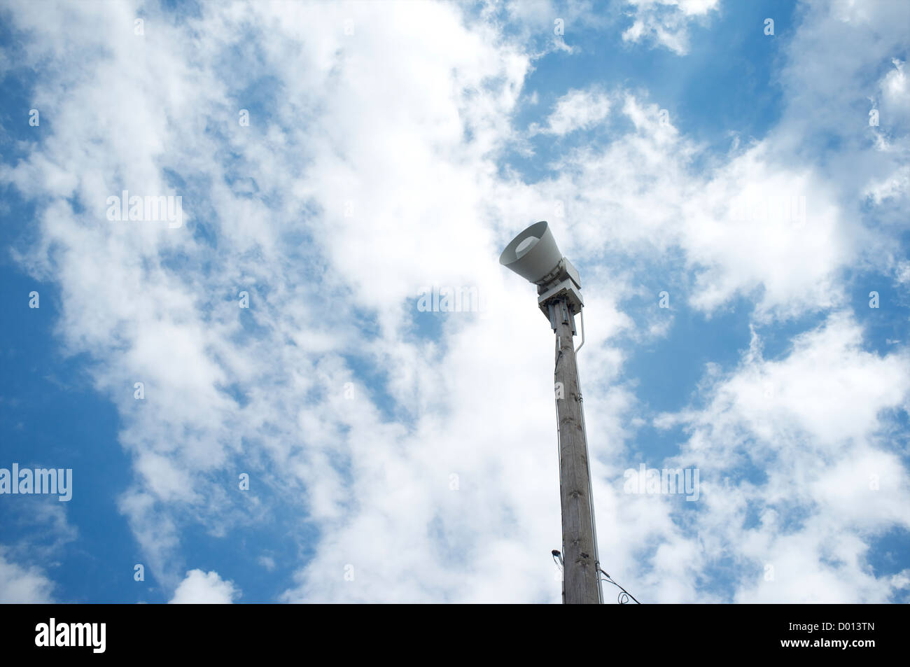 Looking up at a pole mounted siren in Chicago on July 27, 2012 Stock ...