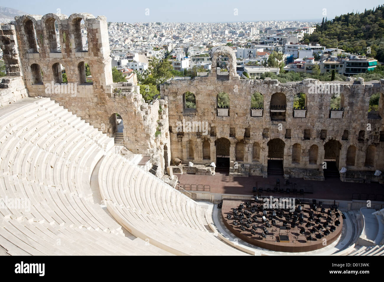 panorama view of Athens from Acropolis hill with ancient Greek ...