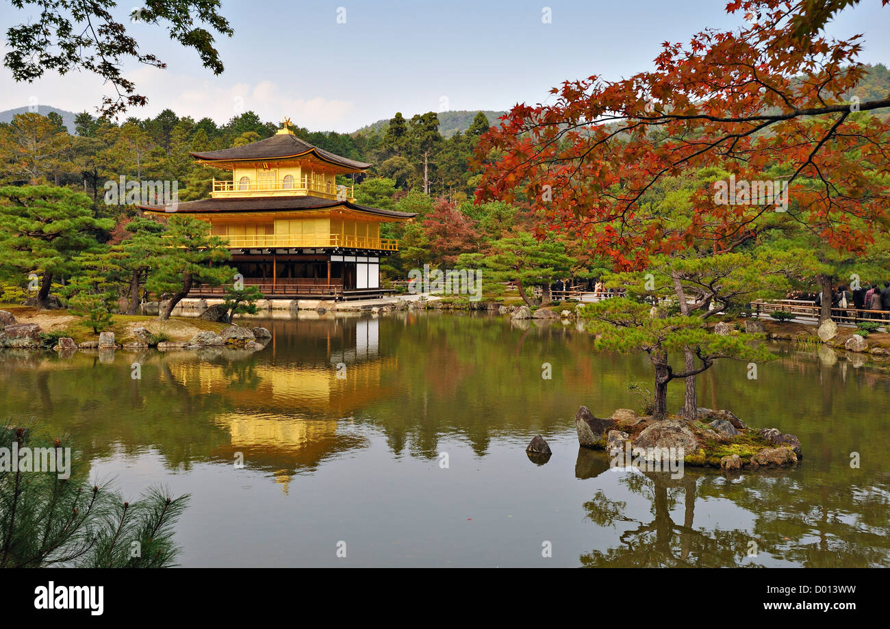 Kinkakuji the Golden Pavillion in its garden in Kyoto, Japan Stock ...