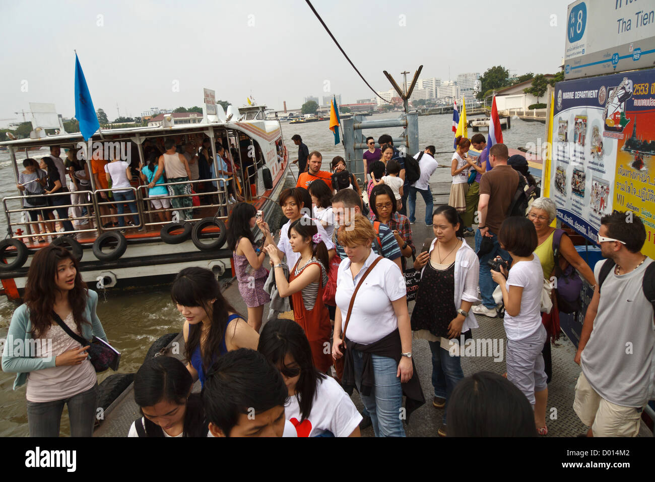 People on a Ferry in Bangkok, Thailand Stock Photo - Alamy