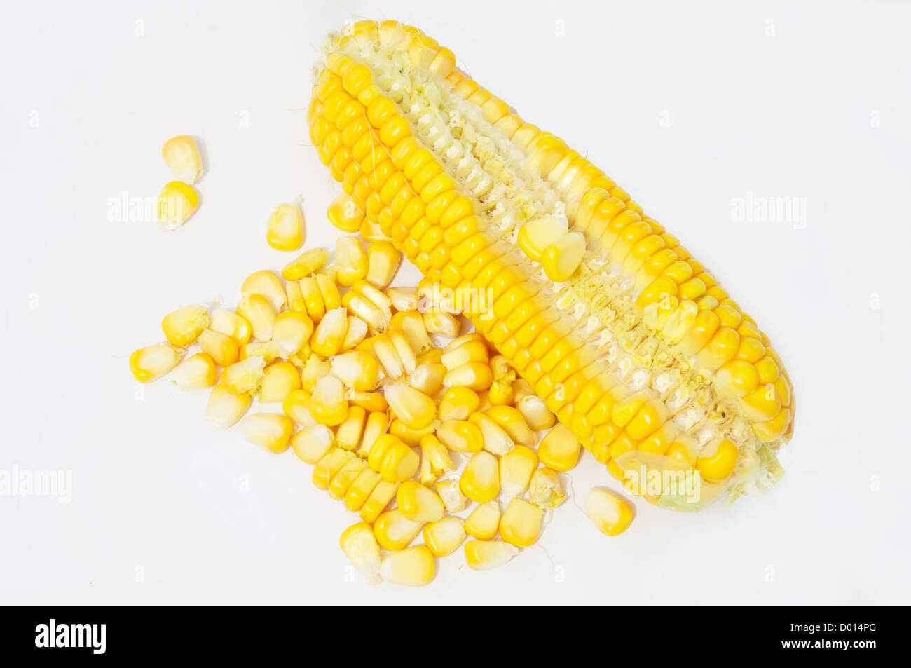 Corn cobs and corn kernels isolated on a white background Stock Photo ...