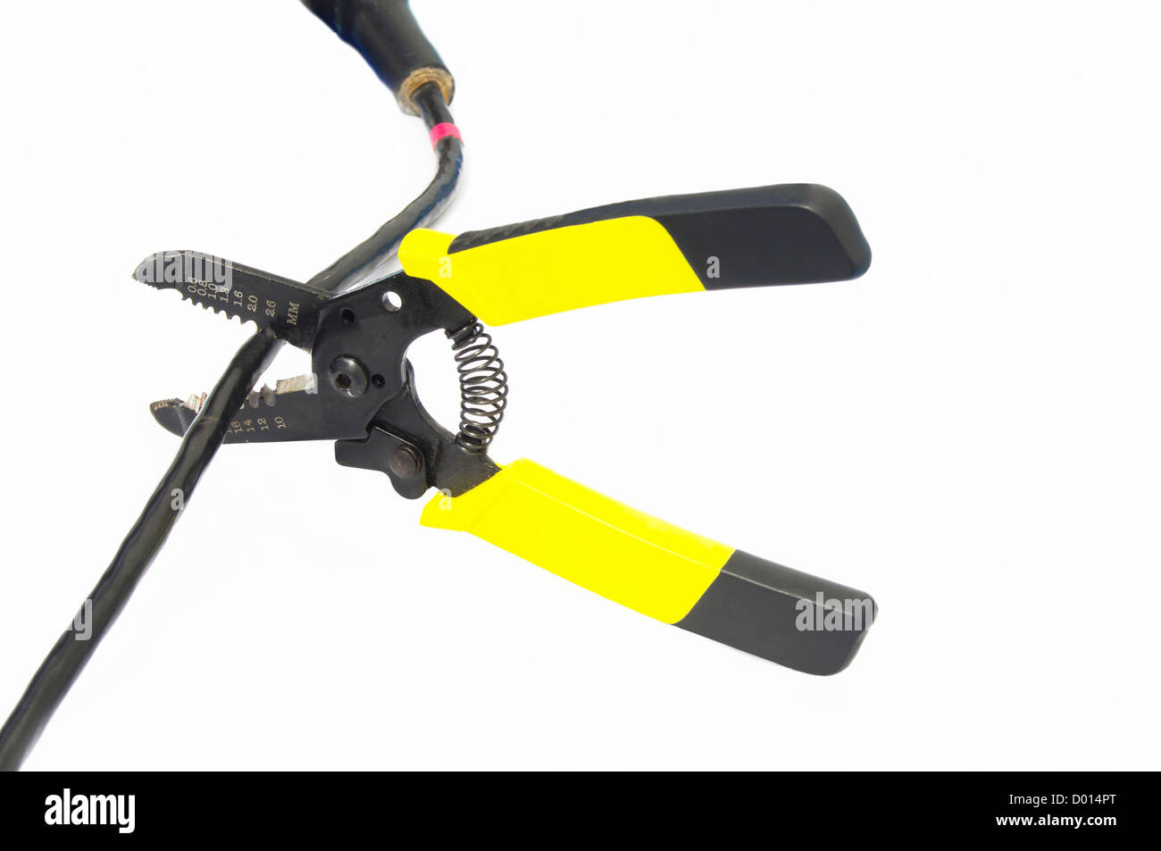 Wire strippers and wire isolated on white background Stock Photo - Alamy