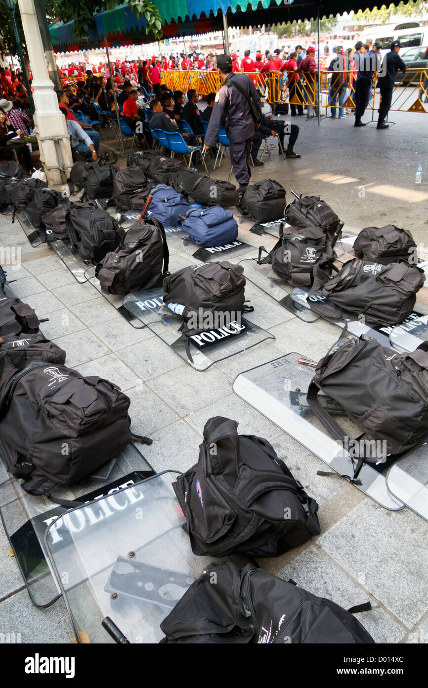 Police Equipment waiting for Action at a Red Shirts Demonstration in ...